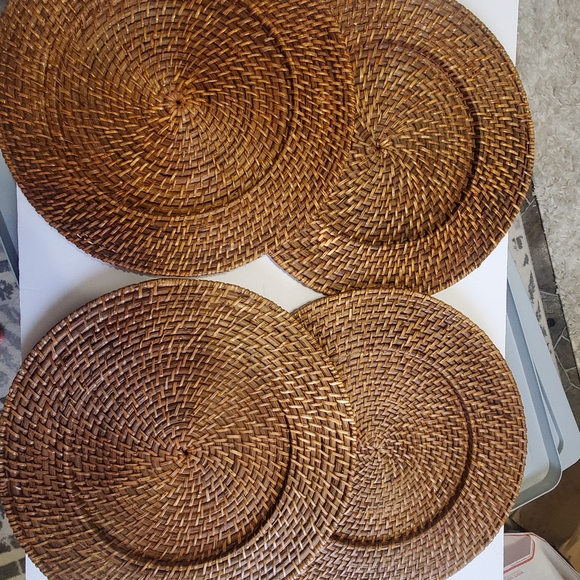 Dining | Vintage Rattan Woven Wicker Plate Chargers Set Of 4 Round Boho ...